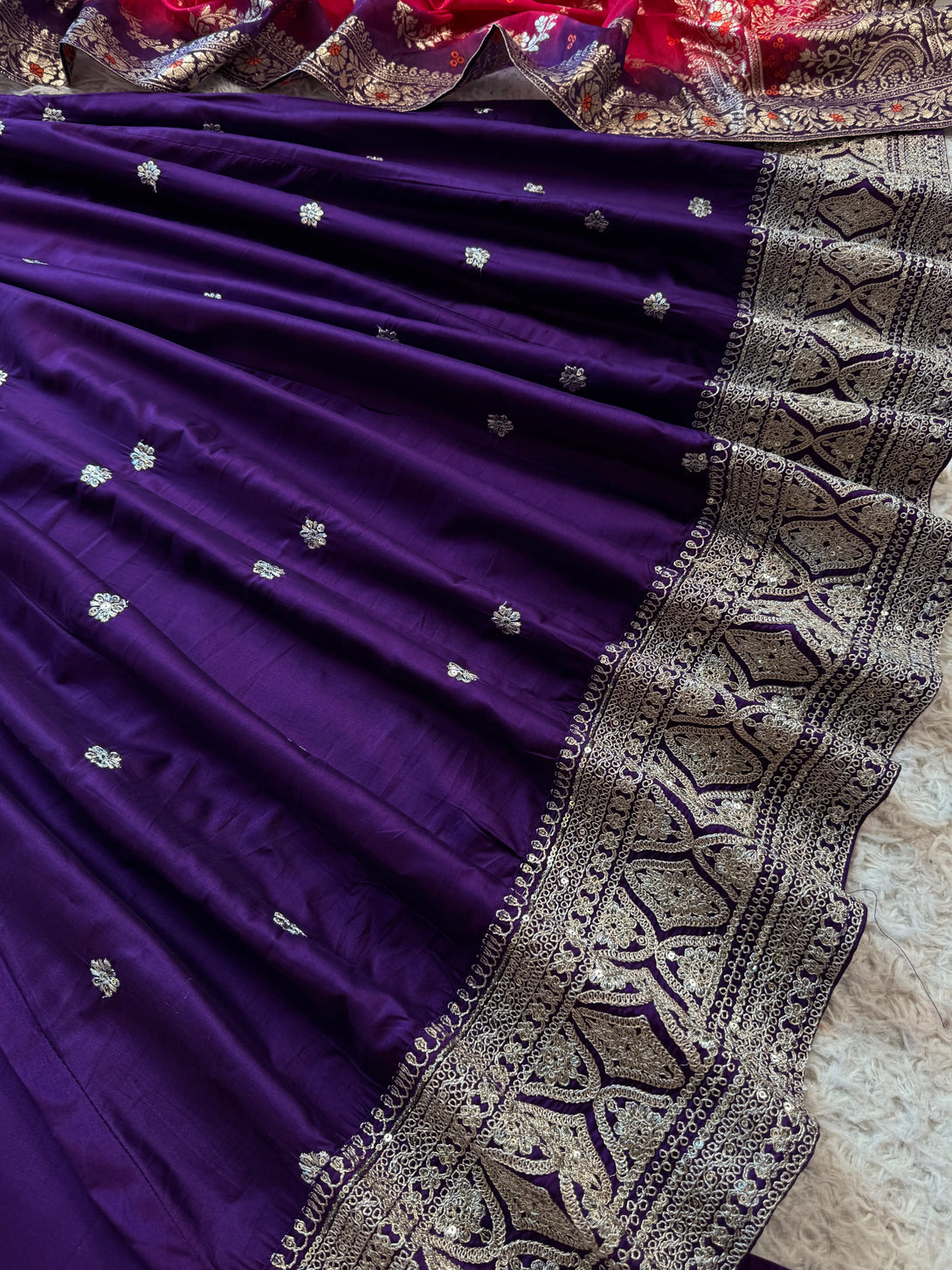 Dark-Purple Premium Rayon-Silk Heavy-Sequin-Embroidered Flare-Anarkali ...