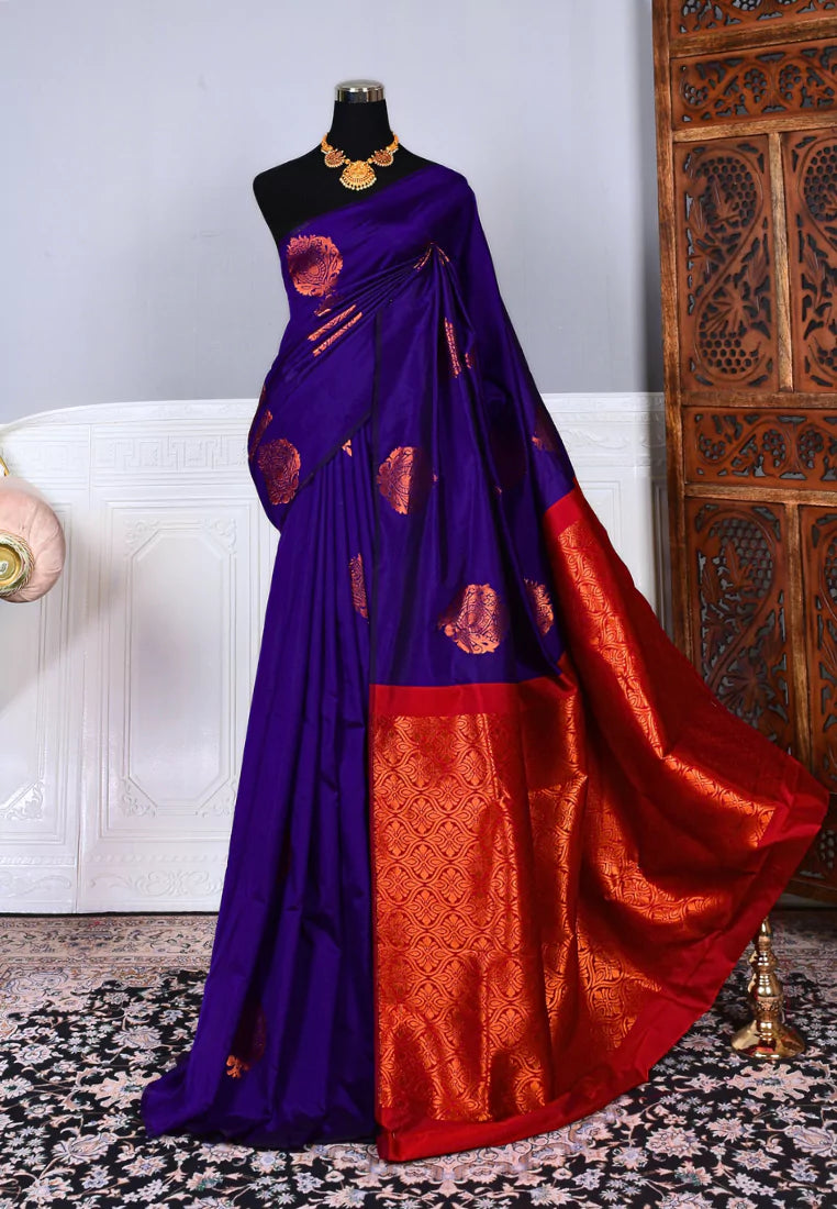 Purple Red Soft Silk Borderless South Saree – Yeshan Sarees